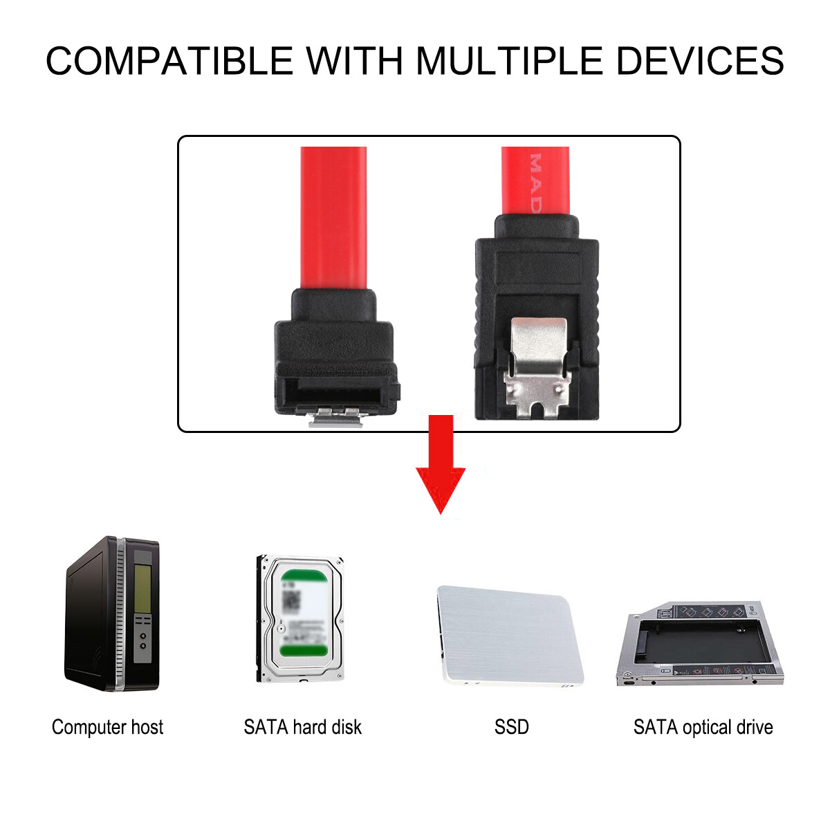 3x SATA Cabe Fast 18inch Right Angle Serial ATA Data Lead Locking ...