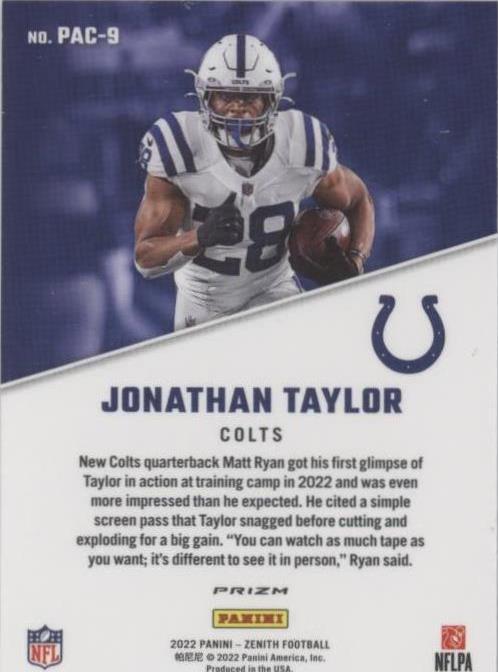 2022 Panini Zenith Jonathan Taylor #PAC-9 for sale | eBay