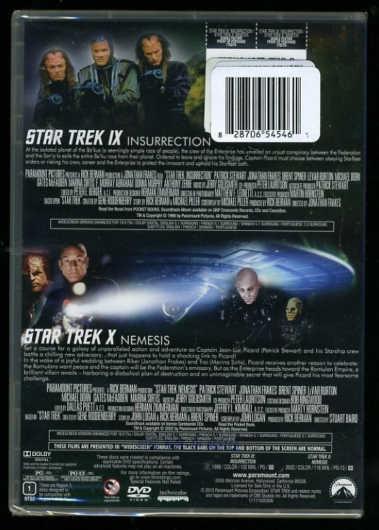 STAR TREK DOUBLE FEATURE Insurrection & Nemesis On DVD New Sealed Item ...