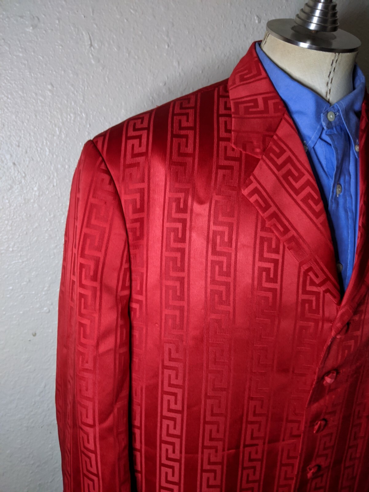 Pimp Gangster Shiny-Metallic Red Greek Key Medusa 48 … - Gem