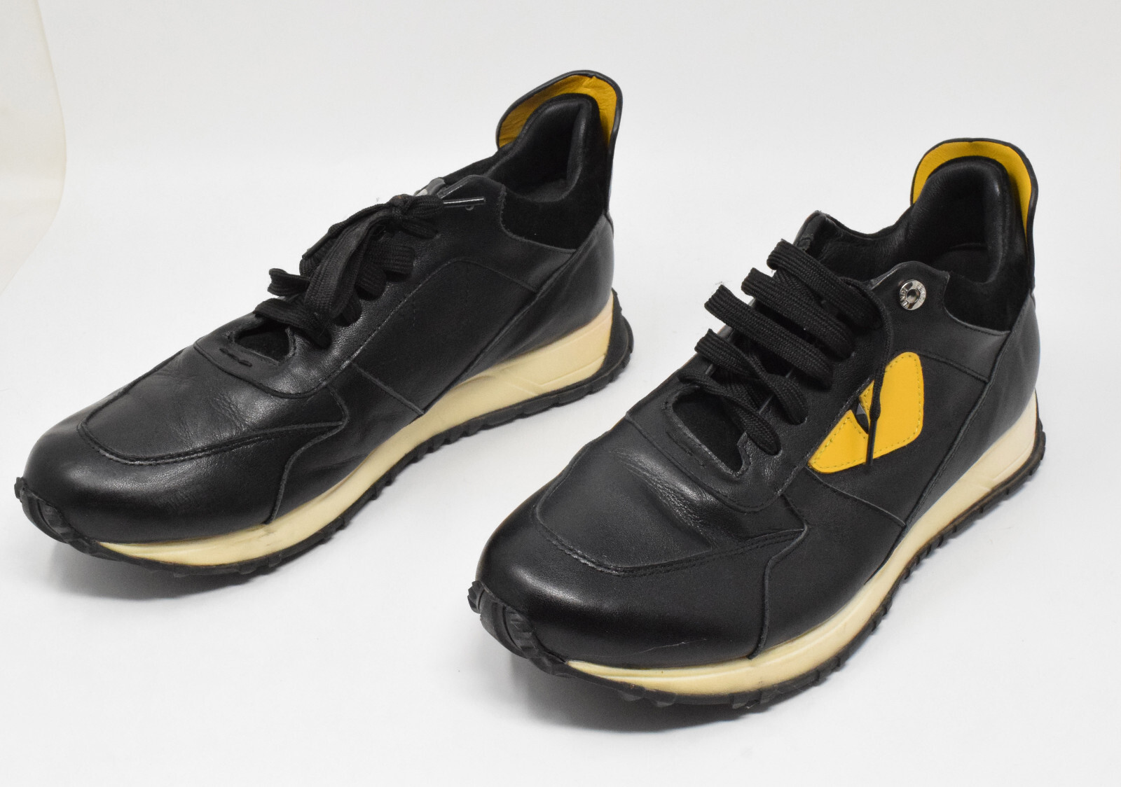 Fendi Vitello Elite Spike Monster Eyes Runner Sneakers Black 45 EU Mens ...