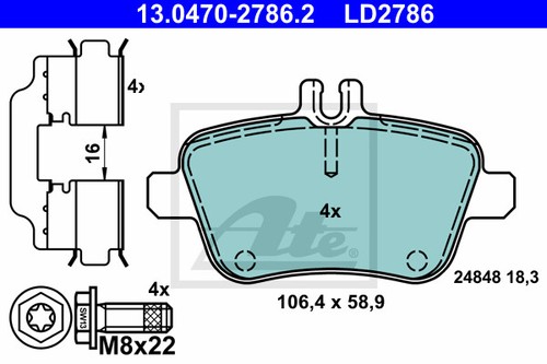 Brake Pad Set, disc brake for MERCEDES-BENZ:SLC,SLK,W176,W245,W246 ...