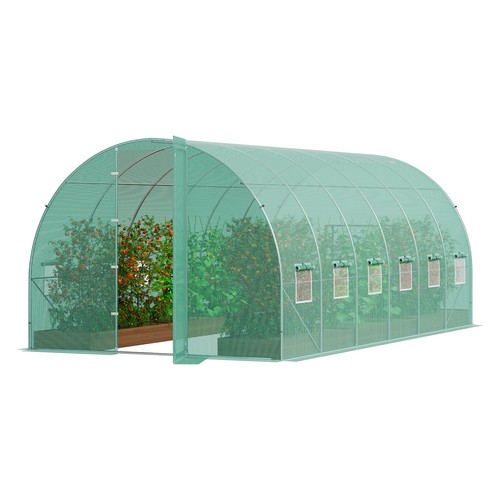 Walk-in Tunnel Greenhouse 19.36x9.68x7.4ft Galvanized Frame PE Cover ...