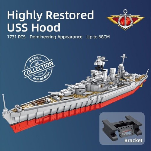 Building Blocks Set MOC Military USS Hood Battleship WW2 Warship Brick ...