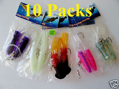 10 Packs 4.5" Ling cod squid rig two bulb squid rockfish baits - 2 x 5 ...