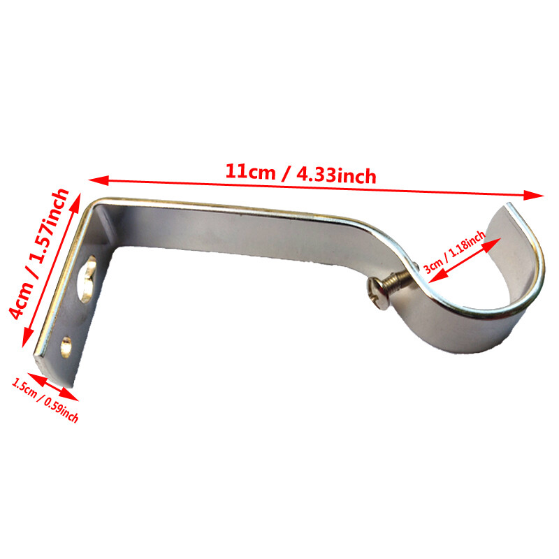 2 Pcs Curtain Pole Rod Brackets 28mm Holder S Hooks Metal Heavy Duty ...