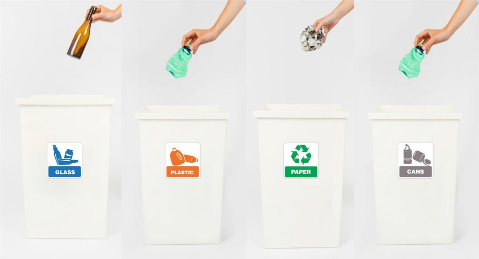 Recycling Paper Cans Plastic Glass Sticker Decal Bin Recycle Eco ...