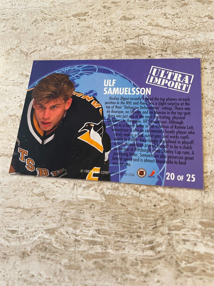 1992-93 Fleer Ultra Import Card #20 of 25 Ulf Samuelsson Pittsburgh ...