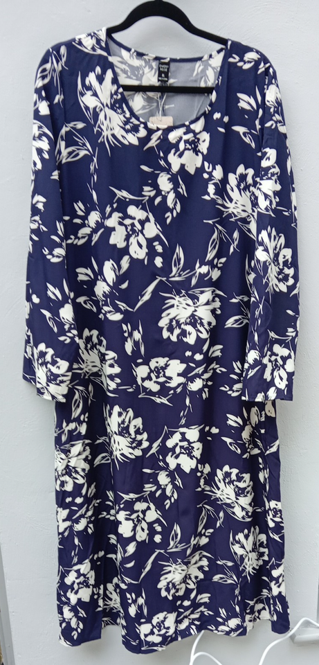 Emery Rose Shein Long Sleeve Blue and White Floral Dress XL New With ...
