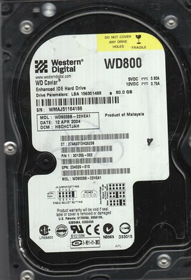 WESTERN DIGITAL 80 GB SATA HARD DRIVE WD800 TESTED GOOD | eBay