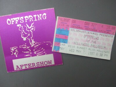 Offspring Concert Ticket stub Hollywood Palladium, 5/7/97 + backstage ...