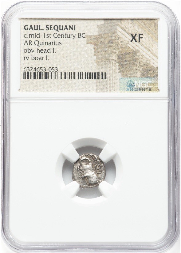 NGC XF CELTIC GAUL Sequani Ancient France 1st Cent BC Celts Silver Pig ...