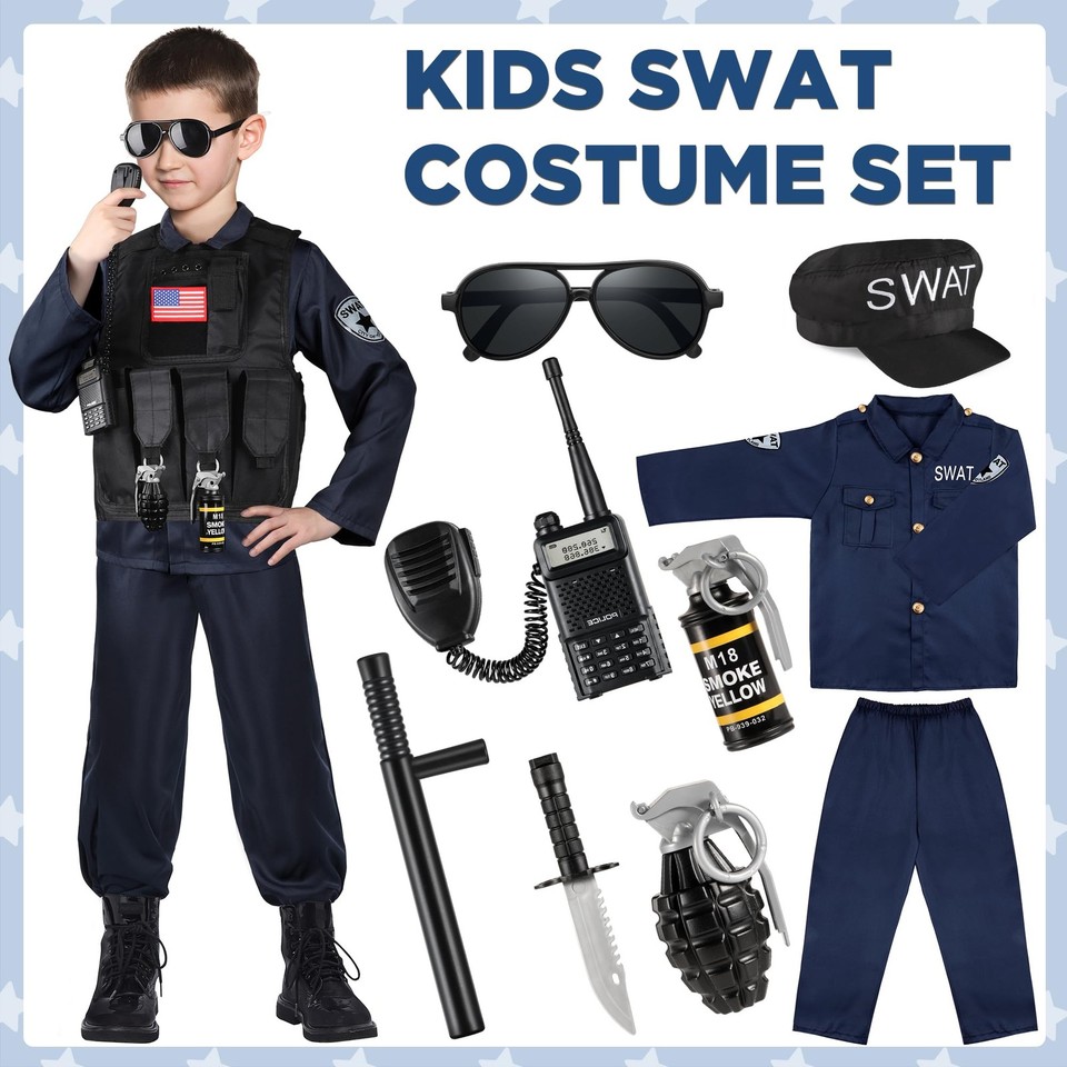 Kids SWAT Police Officer Costume - Role Play Kit for Halloween Fun | eBay