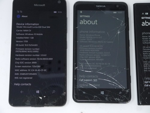 Lot of 4 Working Nokia / Microsoft Windows Mobile Smartphones - Lumia 650 / 909 | eBay