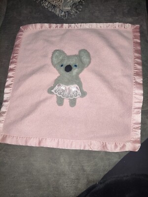 Vintage Koala Pink Satin Trim Lovey Blankie 18 in by 18 in. | eBay