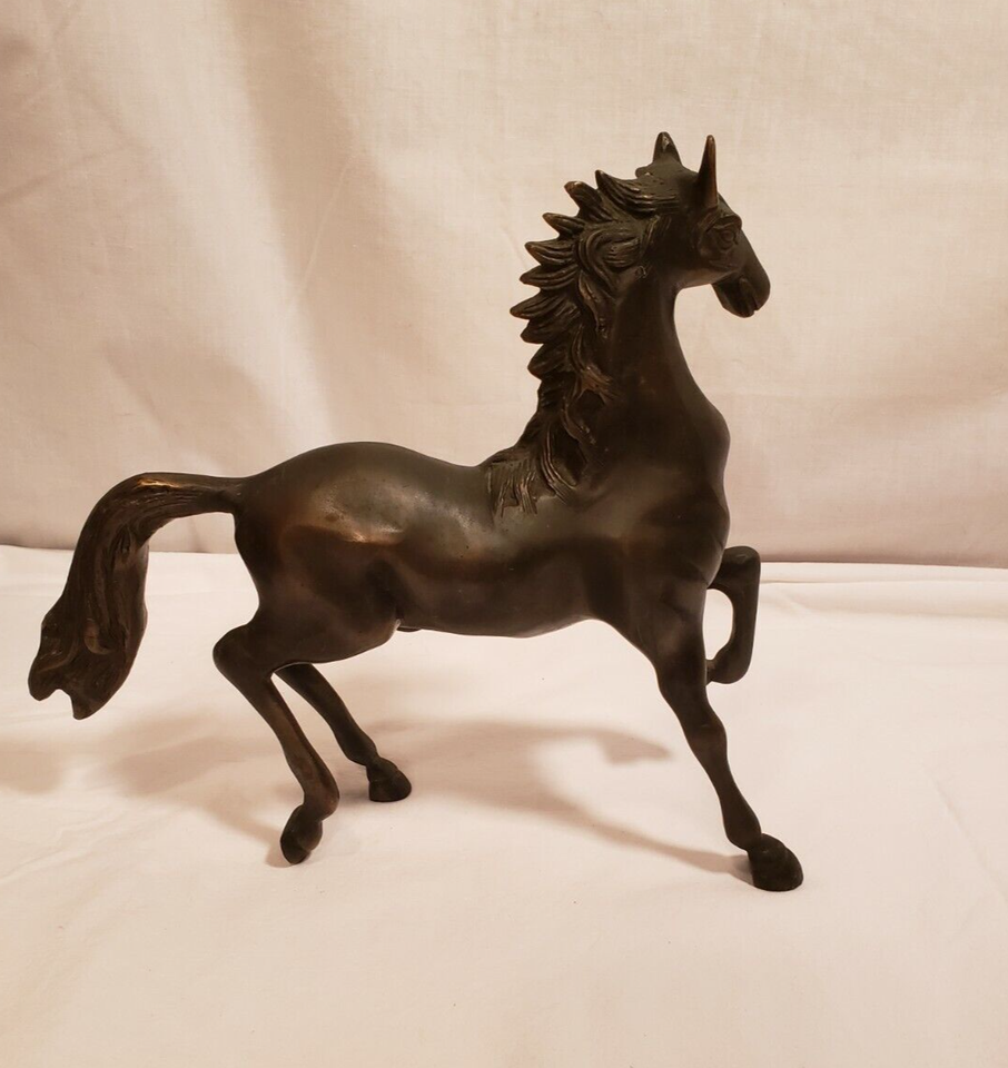 Large Vintage Bronze Horse Figurine, Stallion Sculpture, Anatomically ...