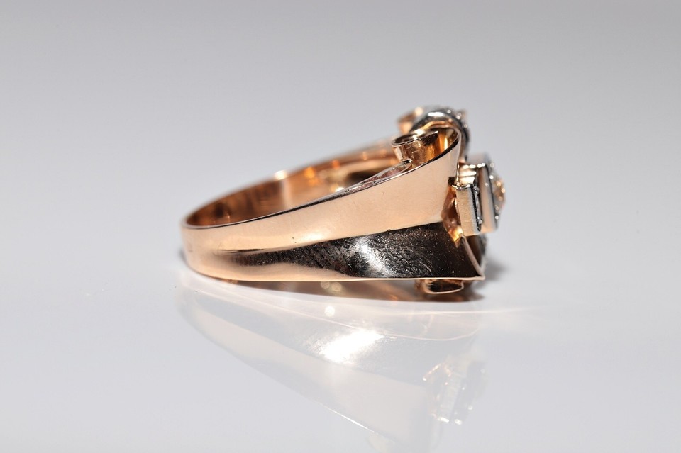 Antique Handcrafted Circa 1900s 18k Gold Natural Old Cut Diamond Tank ...