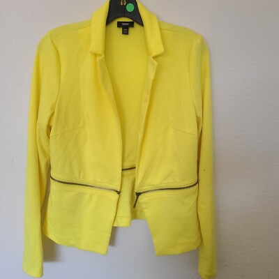 Mossimo WomanYellow Blazer Wrap Around Zipper Hook Closure Dress Jacket ...