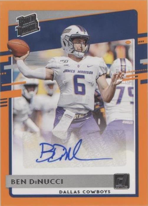 2020 Panini Donruss - Rated Rookie Ben DiNucci #350 Orange Autographs ...