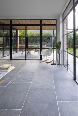 Sample of Tumbled Paris Grey Limestone Floor Tiles Paving Patio Slabs ...