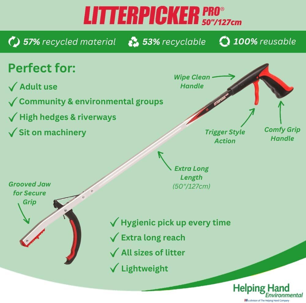 Helping Hand Extra Long Litter Picker - 50 Inch - Heavy Duty ...