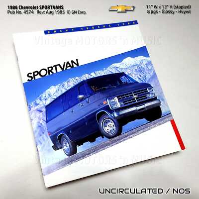 UNCIRCULATED 1986 Chevrolet Sportvan 8 pg Color Brochure 11"x12" #4574 ...