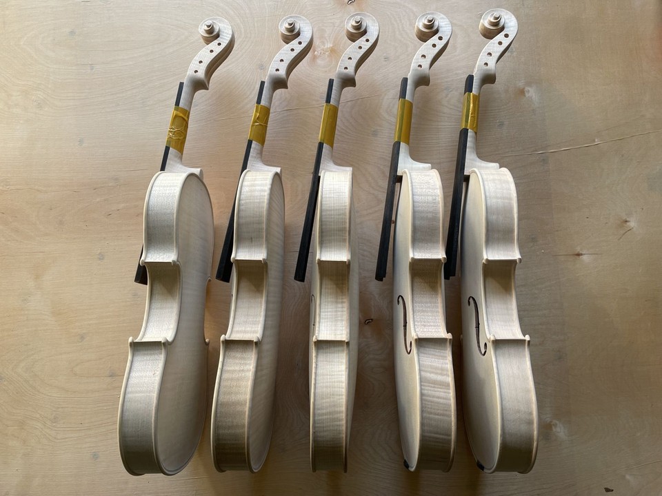 4/4 White violin unfinished violin kit master violin one piece flame ...