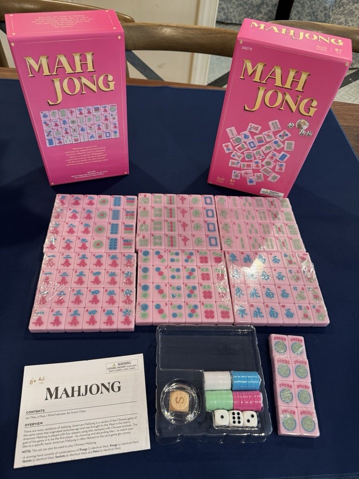 Pink Mahjong 152 Set New/Unopened Box/Carved Tiles | eBay