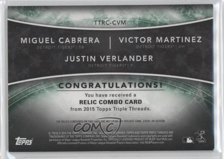 2015 Triple Threads Relic Combos Emerald /18 Miguel Cabrera Justin ...