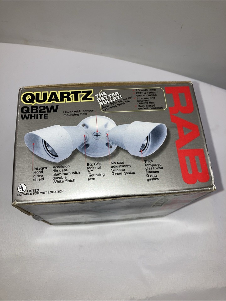 RAB Lighting QB2W Quartz Bullet Exterior Floodlight WHITE Aluminum 75W ...