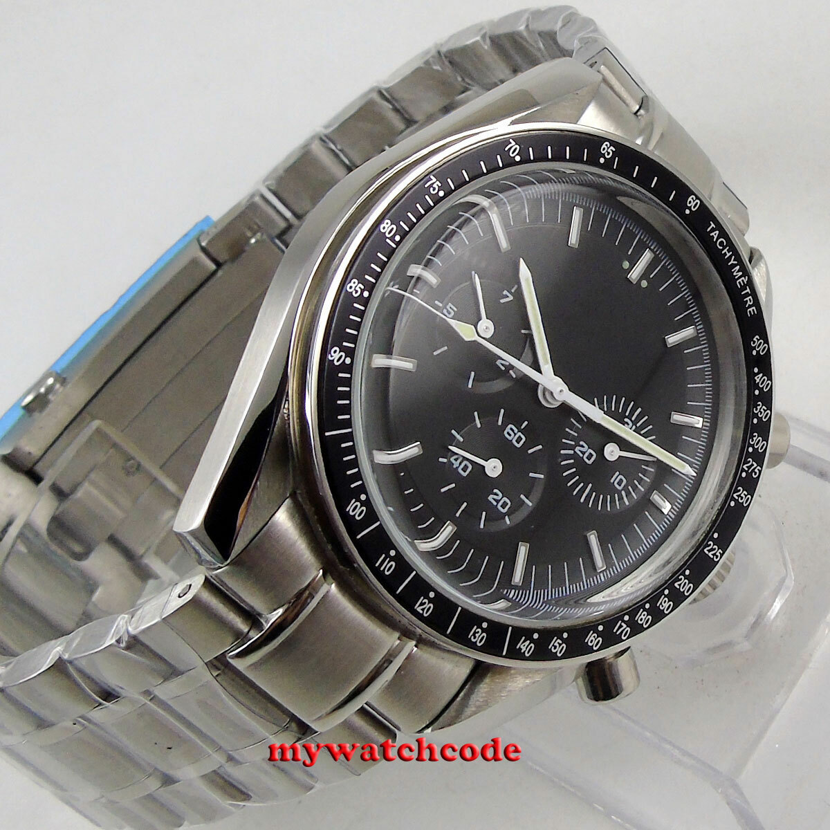 40mm Bliger blue white black dial week day multifunction automatic mens ...