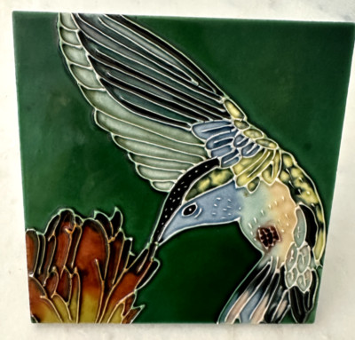 Gorgeous Hand Painted Ceramic Tile - Colorful Hummingbird and Protea ...