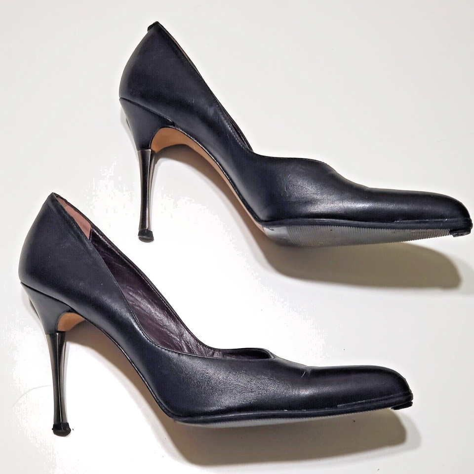 FANTASTIC Vtg PACO GIL Pointy METAL SPIKE High Heel Pumps LTHR Shoes ...