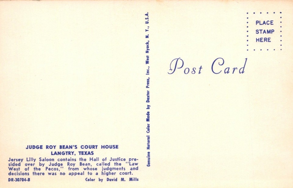 Judge Roy Bean's Court House Langtry Texas Vintage Chrome Post Card | eBay