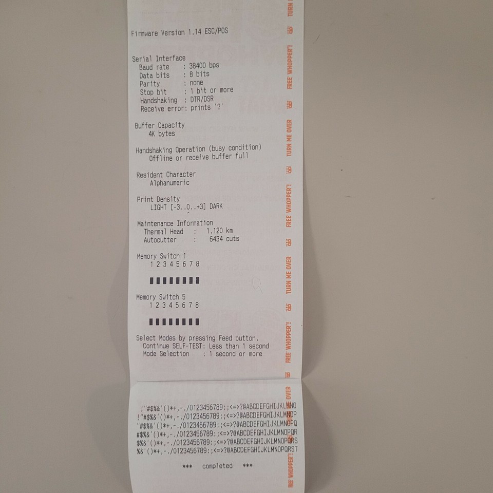 Epson TM-T20 POS Thermal Receipt Printer M249A Serial Interface w ...