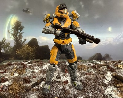 MCFARLANE HALO REACH YELLOW SPARTAN MARK V SERIES 2 UNSC WITH AIRBORNE ...