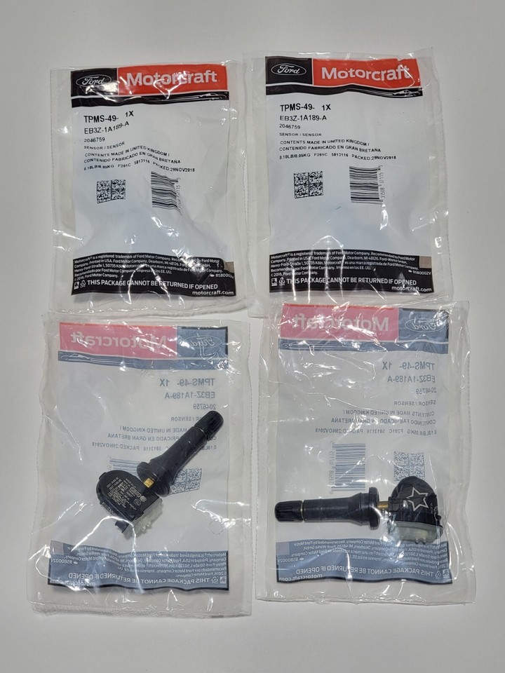 4X Genuine Ford Motorcraft TPMS-49 EB3Z-1A189-A (2046759) Tire Pressure ...