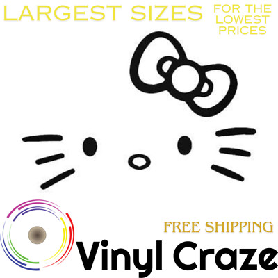 8" Hello Kitty Face Bow Car Window Laptop Vinyl Decal Sticker ANY Color ...