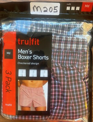 Men' Tru Fit Boxers 3 Pack Med 32 34 Red Black White Blue Checkered ...