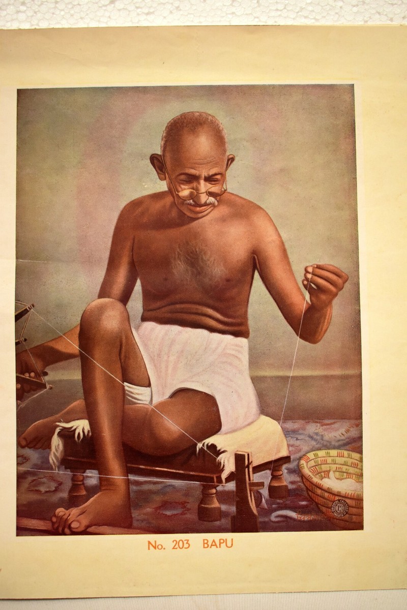 Gandhiji With His Charkha