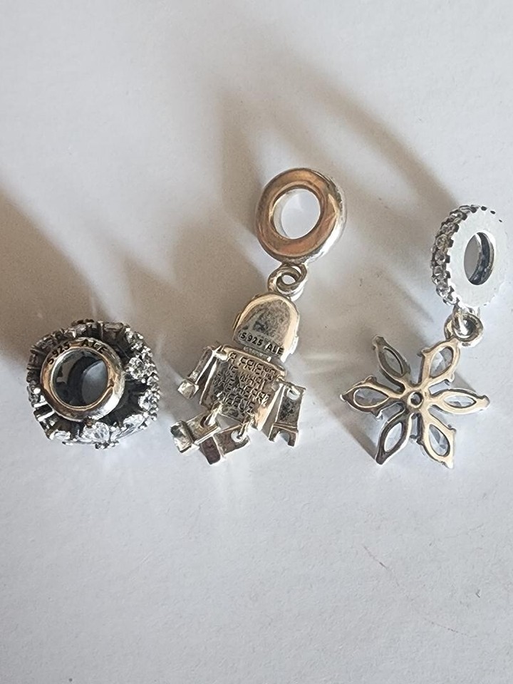 Authentic Pandora Bead Lot Robot and Pave Crystal Snowflake Designs | eBay