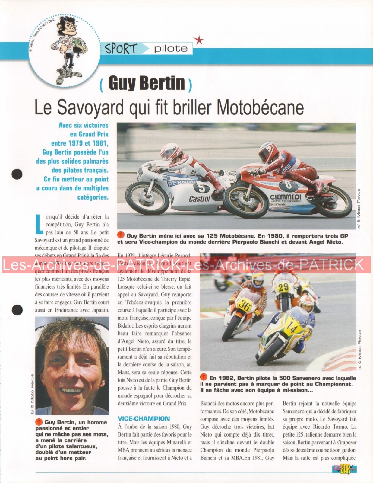 Guy BERTIN : Pilote Course Grand Prix GP Vitesse Joe Bar Team Fiche ...