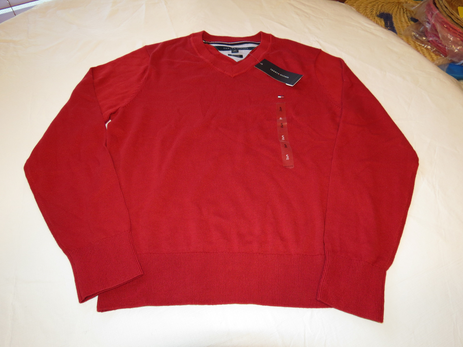 Men's Tommy Hilfiger long sleeve sweater shirt Pima M 7880578 Chili ...