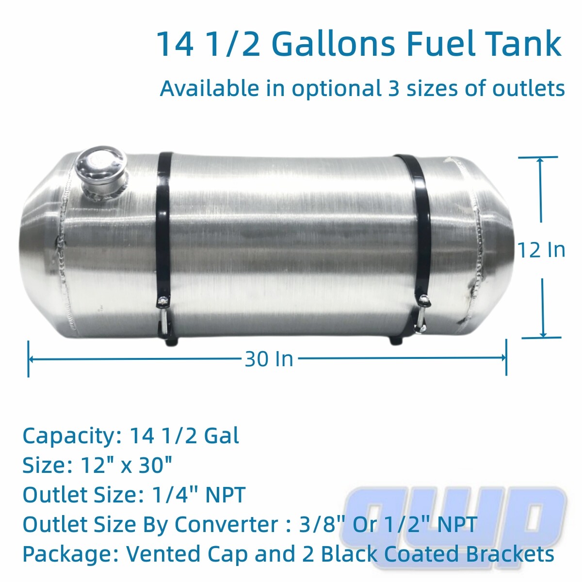 Universal 12'' x 30" Fuel Tank 14-1/2 Gallon 3/8 NPT Outlet Gas Tank ...