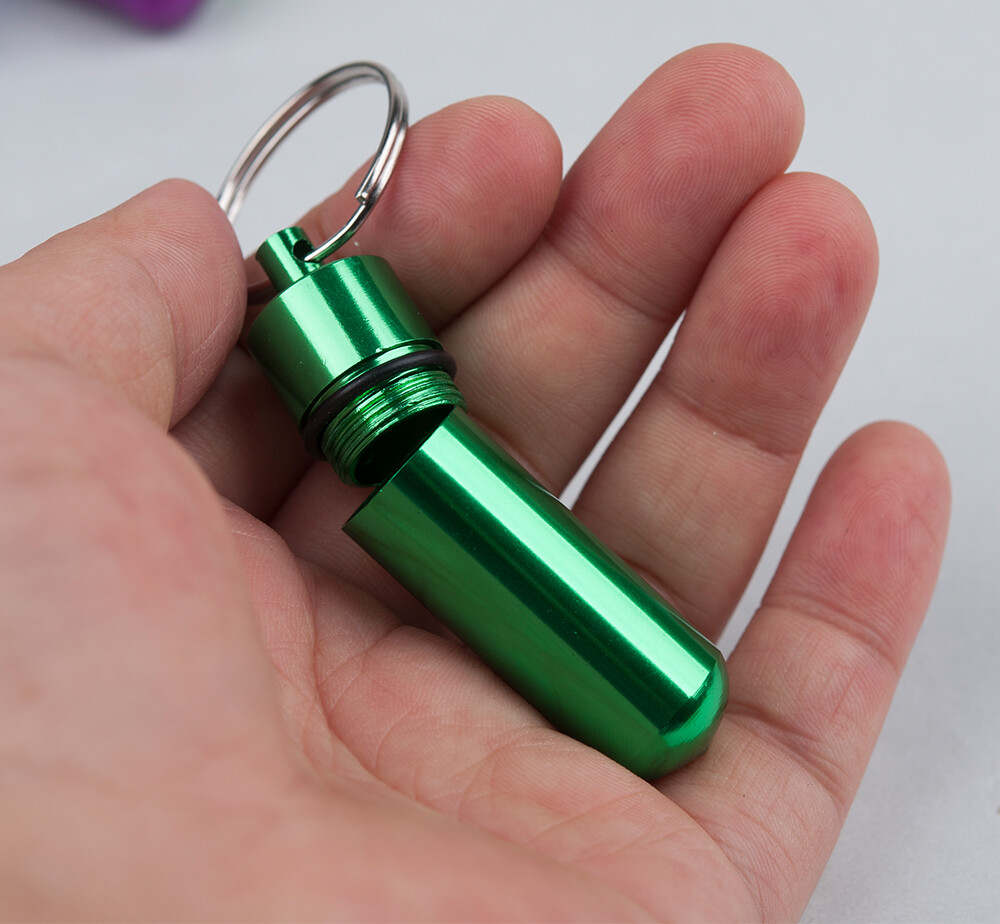 Pill Box Key Drug Chain Holder Waterproof Aluminium Tablets Medicine ...