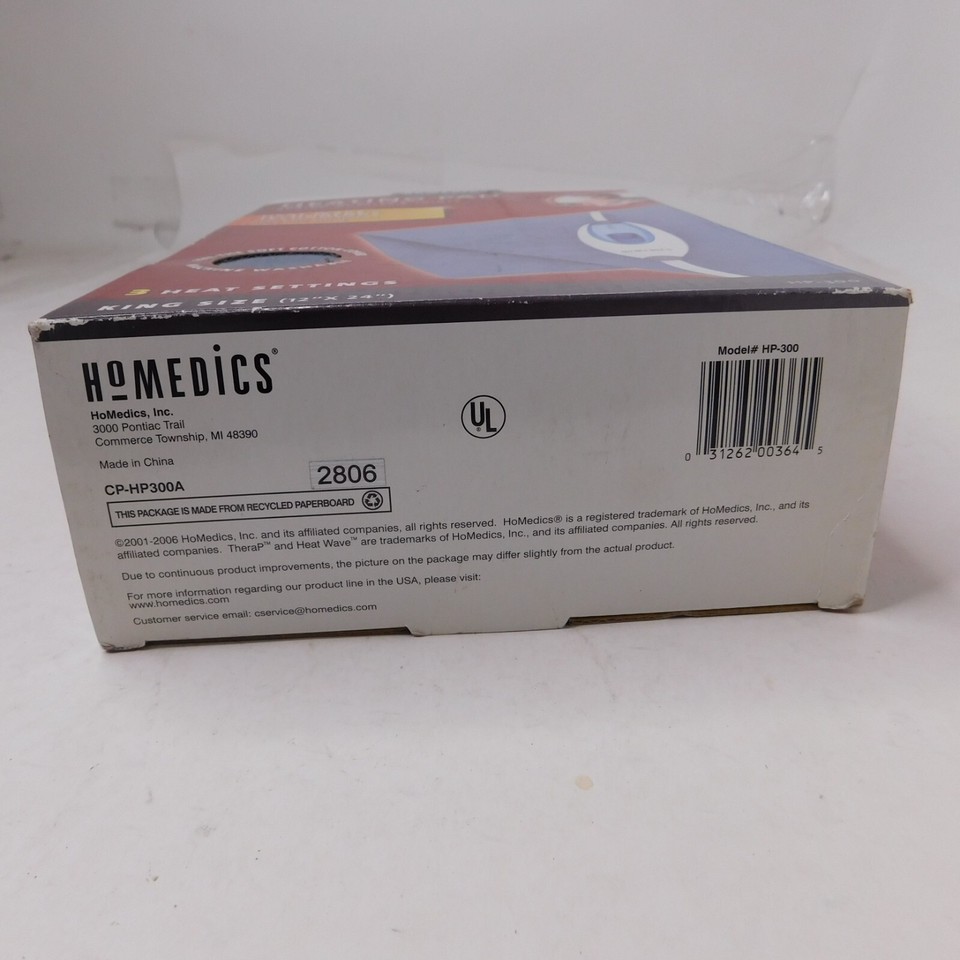 HoMedics HP-300 Therapy Heating Pad Moist/Dry Heat Pain Relief Electric ...