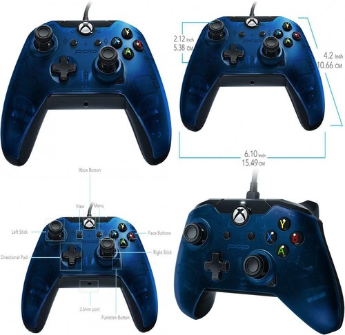 PDP Wired Controller for Xbox One, One X and S, Midnight Blue ...
