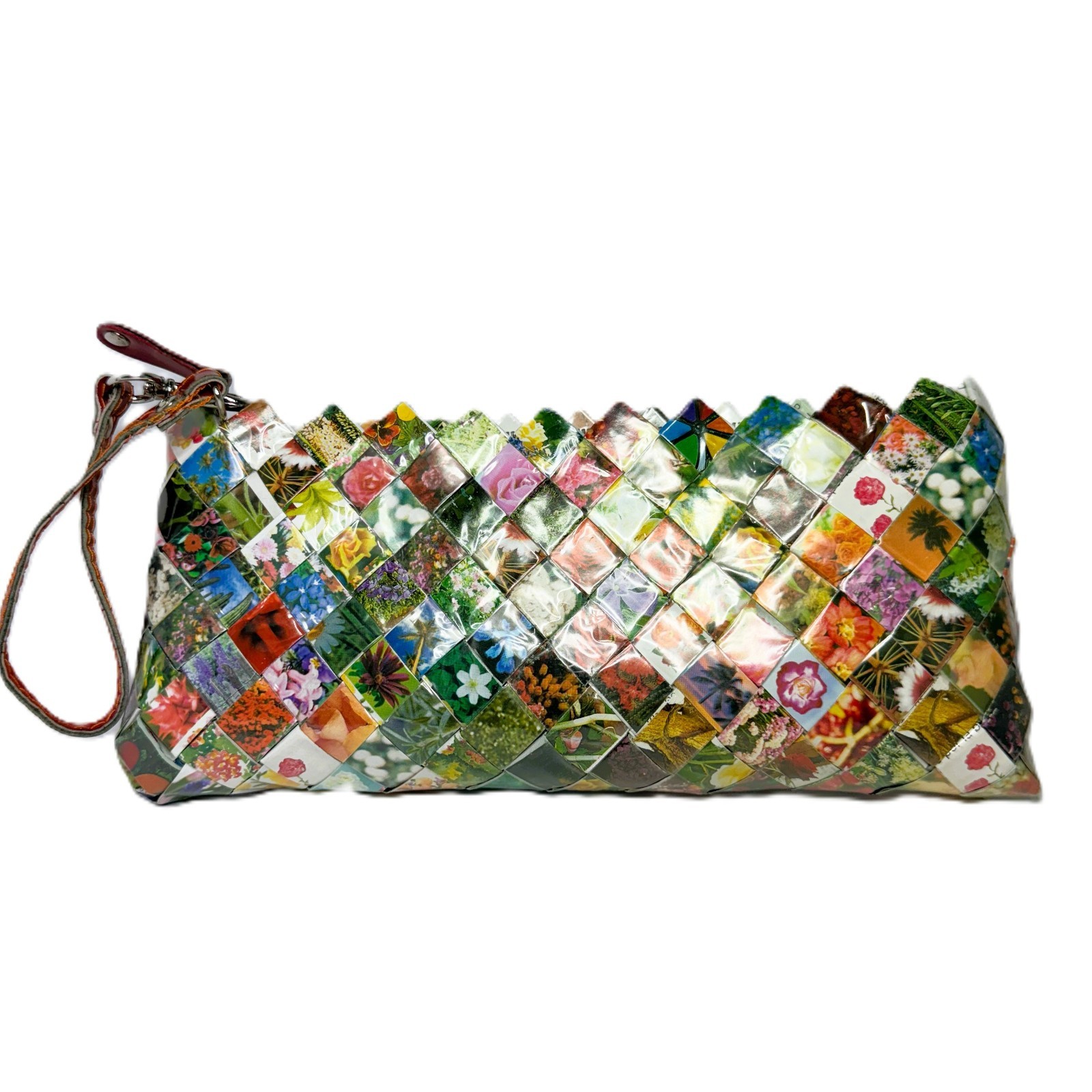 Recycled magazine Wrapper Colorful Zipper wristlet pu… - Gem