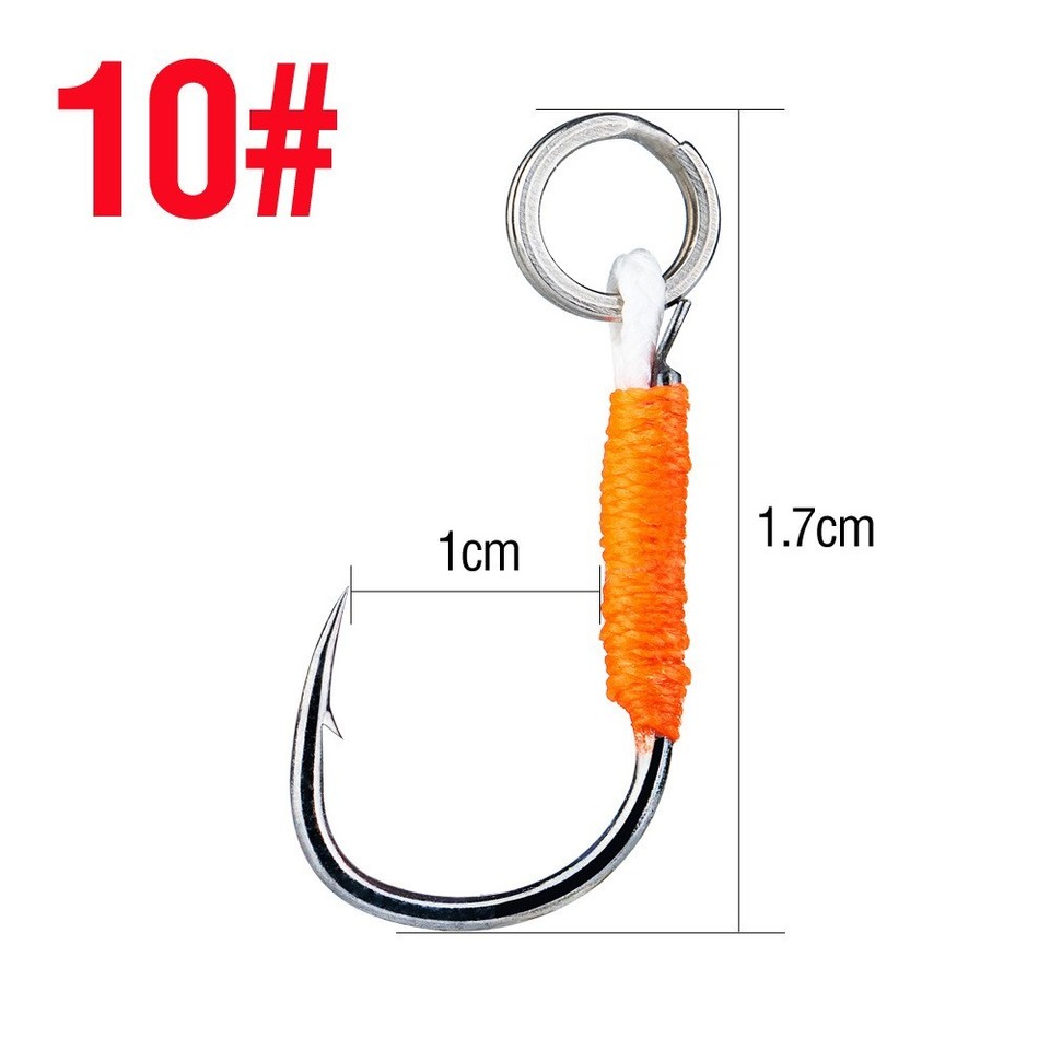 Lure Fishing Hand Tied Hooks Lure Jigging Non-Snag Barb Secure Ring ...