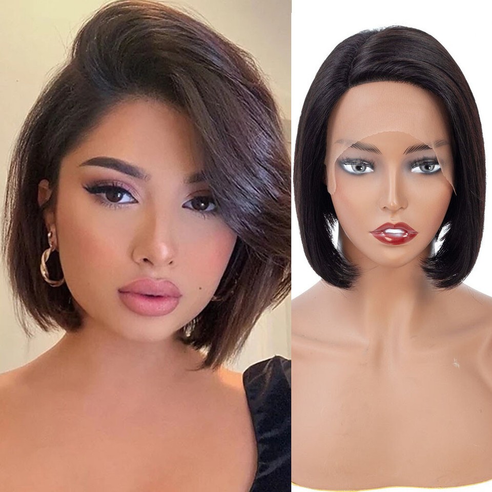 T Lace Bob Style Wig Hair Wigs Brazilian Straight Human Virgin Hair Wig ...
